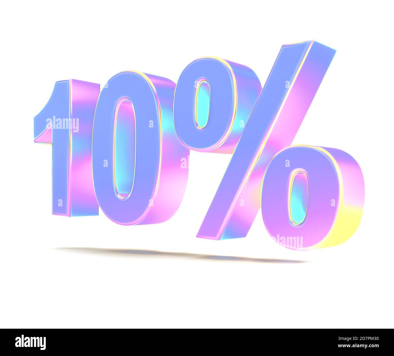 colorful ten percent isolated on white background, 3d illustration ...