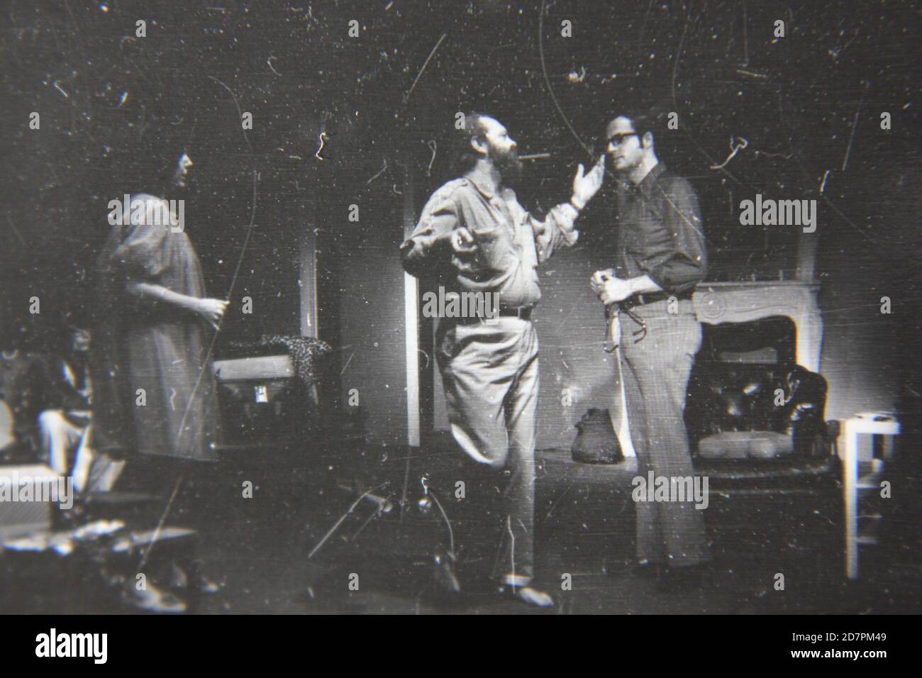 Fine 1970s vintage black and white photography of actors putting on a ...