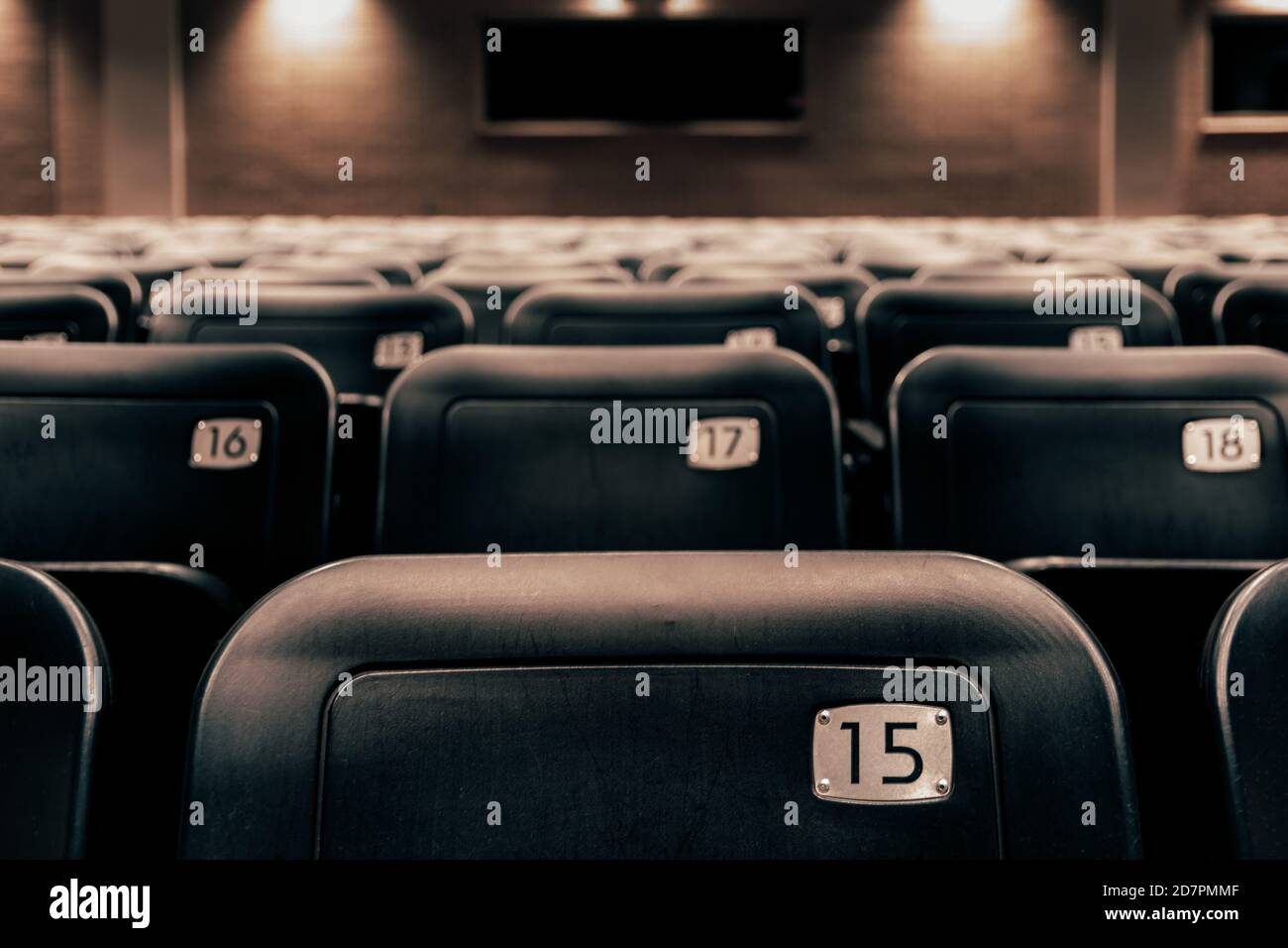 Numbered Theatre Seats in a Dark Empty Theatre Stock Photo - Alamy