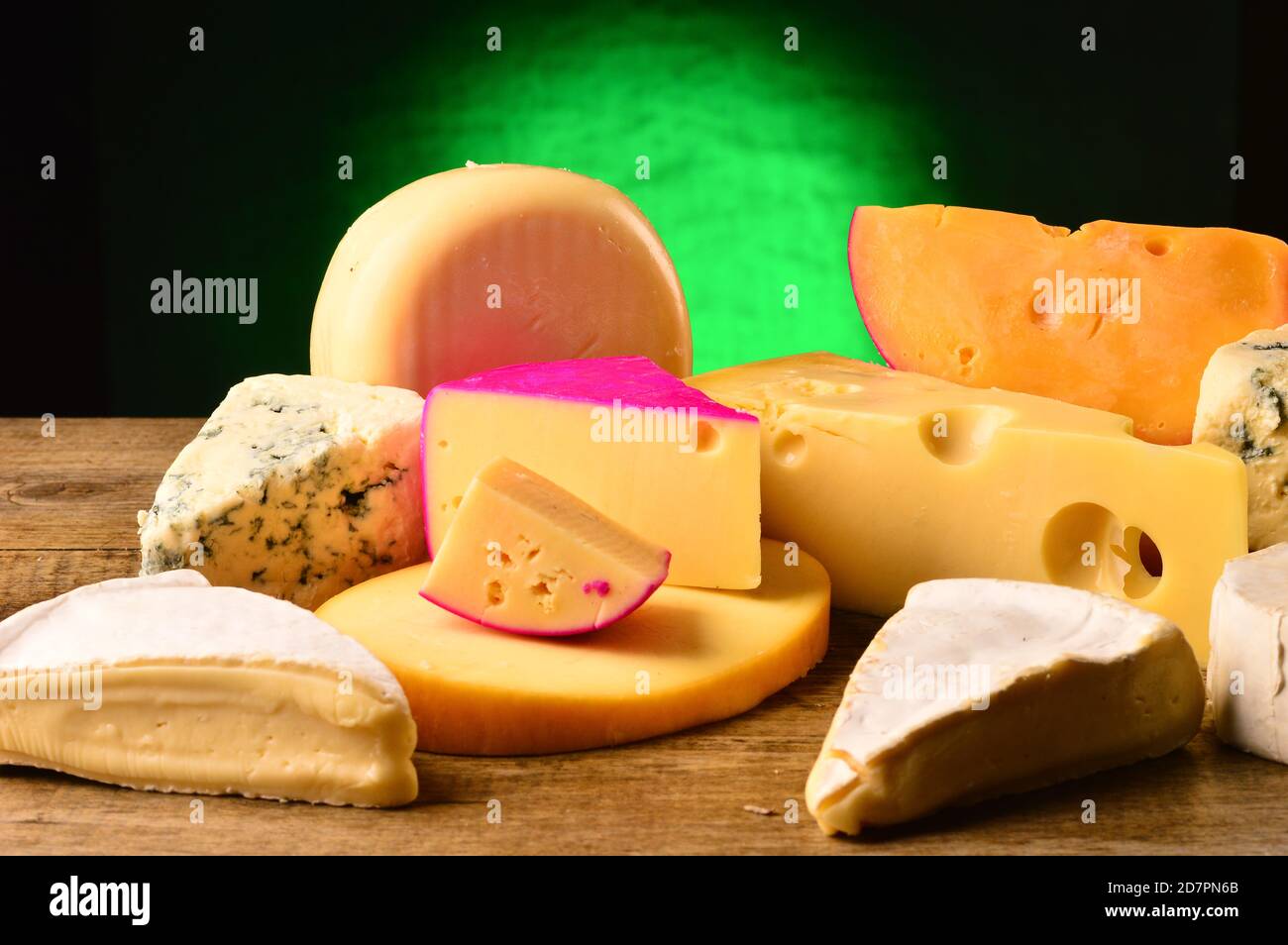 Table of mixed cheese on a studio shot Stock Photo - Alamy