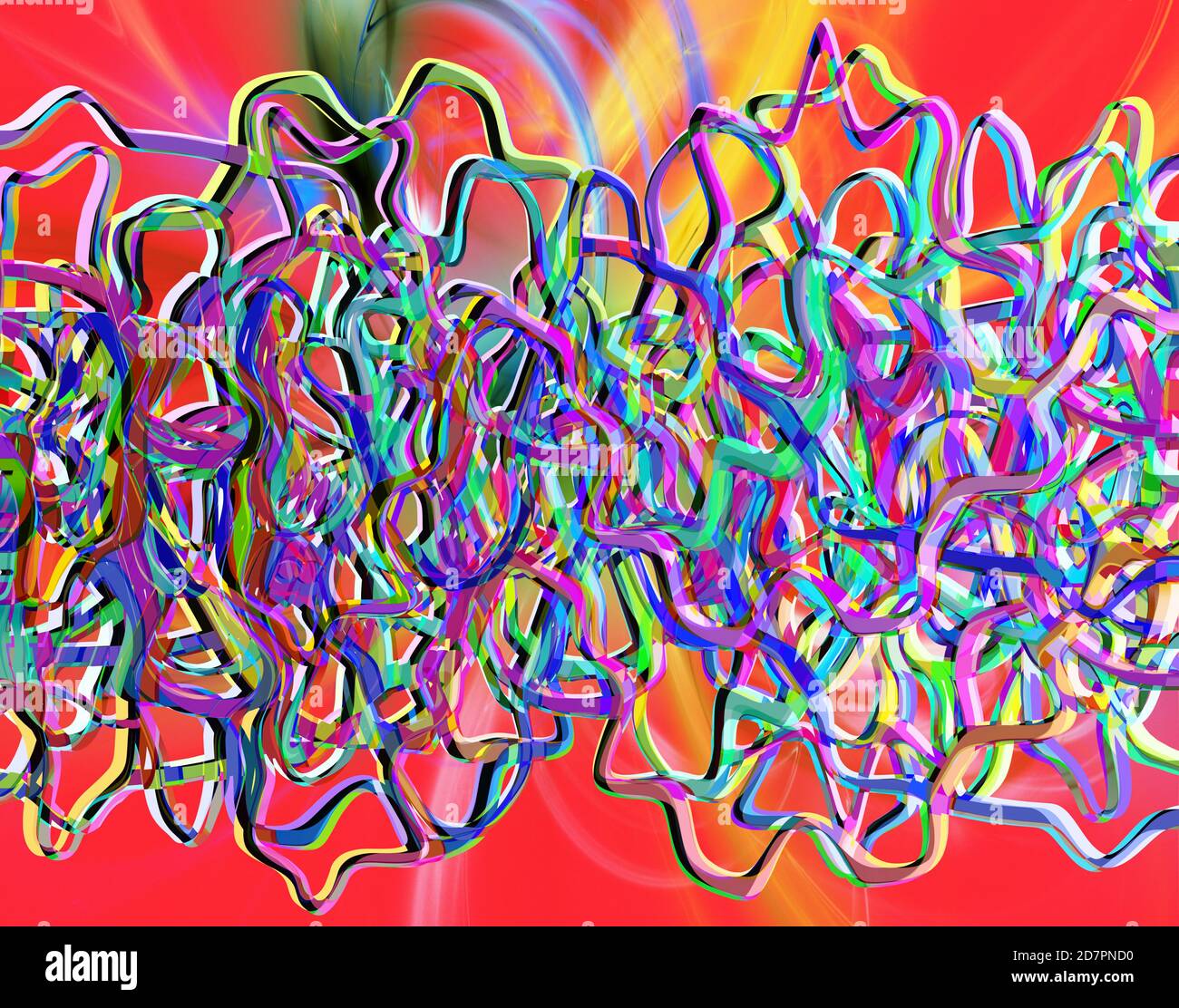 abstract multicolor curved tangled lines, 3d render Stock Photo - Alamy