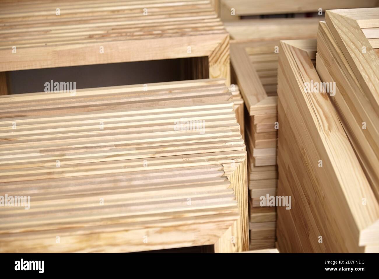 Stretcher bars, stack of wooden frames for canvases. Stacked subframes ...