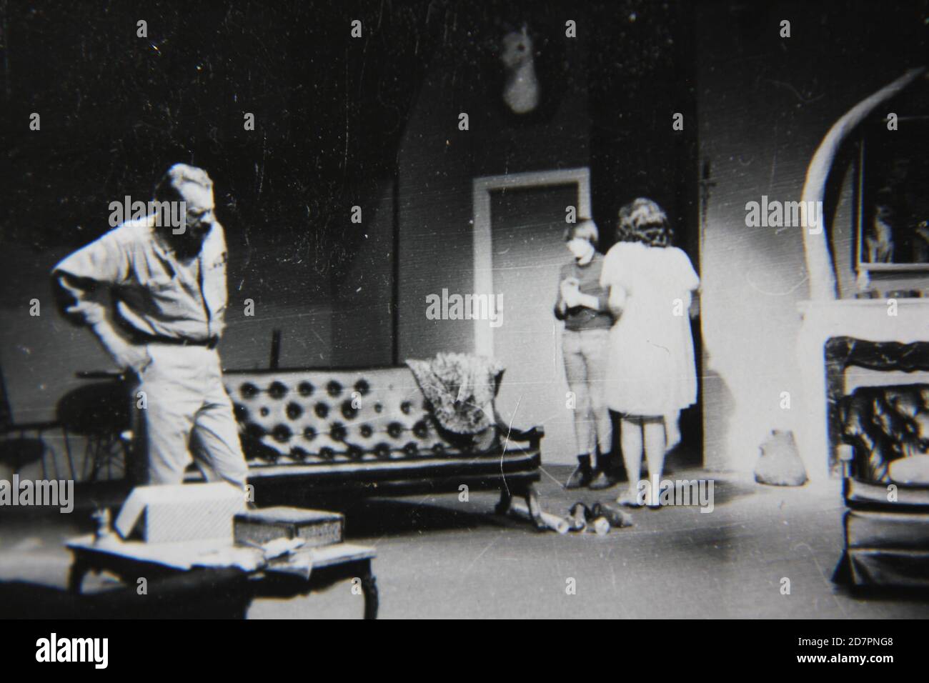 Fine 1970s vintage black and white photography of actors putting on a ...