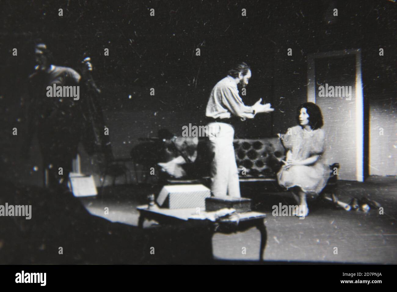 Fine 1970s vintage black and white photography of actors putting on a ...
