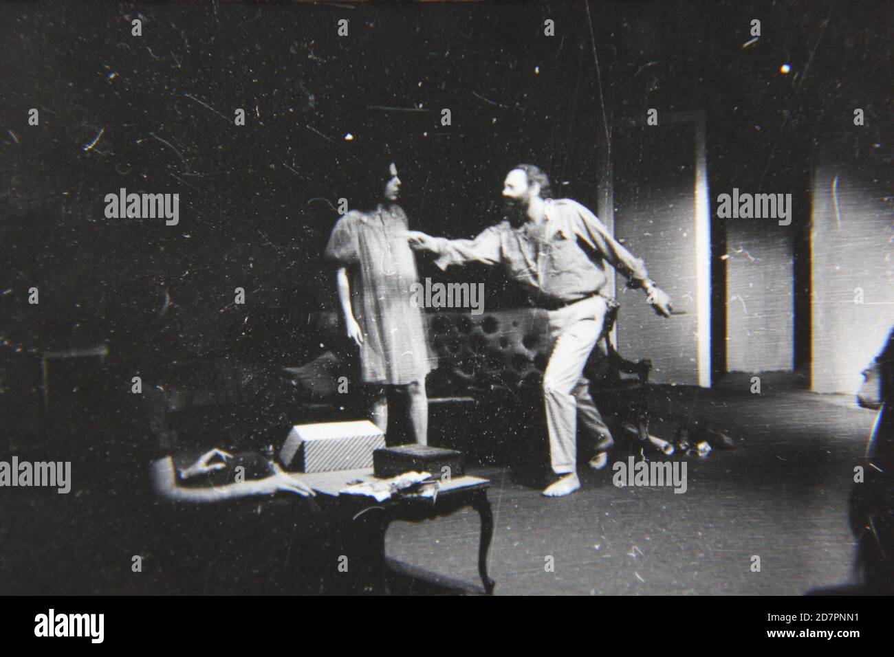 Fine 1970s vintage black and white photography of actors putting on a ...