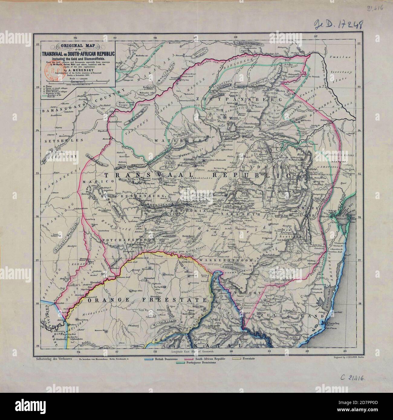 South Africa History: Original map of the Transvaal or South-African ...