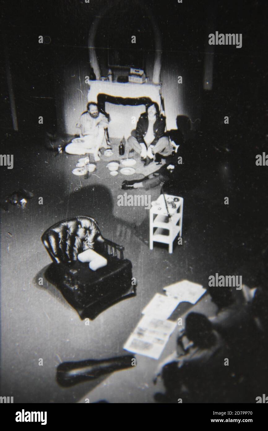 Fine 1970s vintage black and white photography of a stage play acted ...