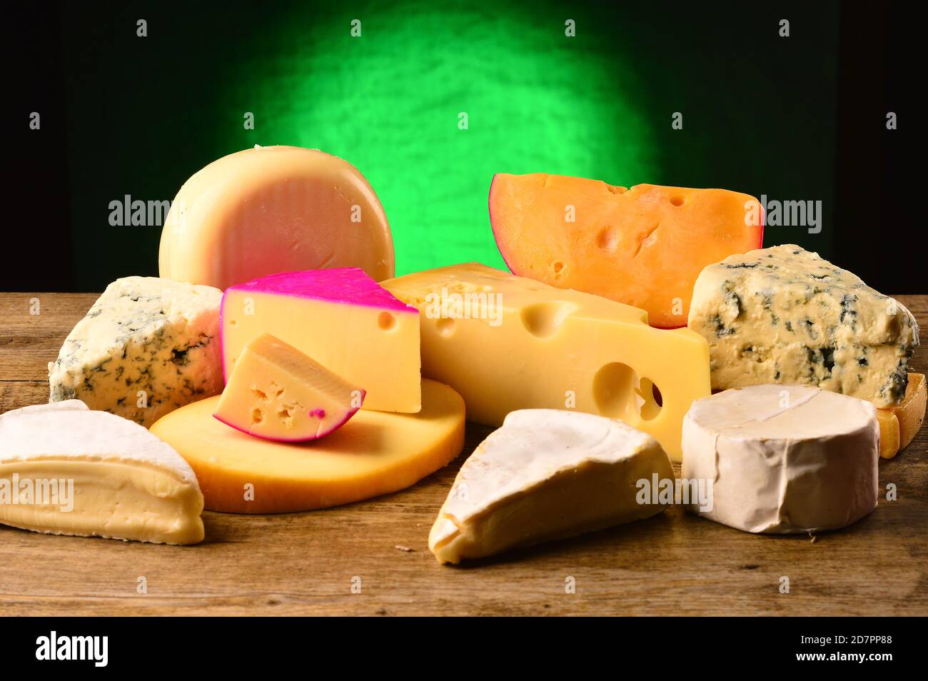 Table of mixed cheese on a studio shot Stock Photo - Alamy