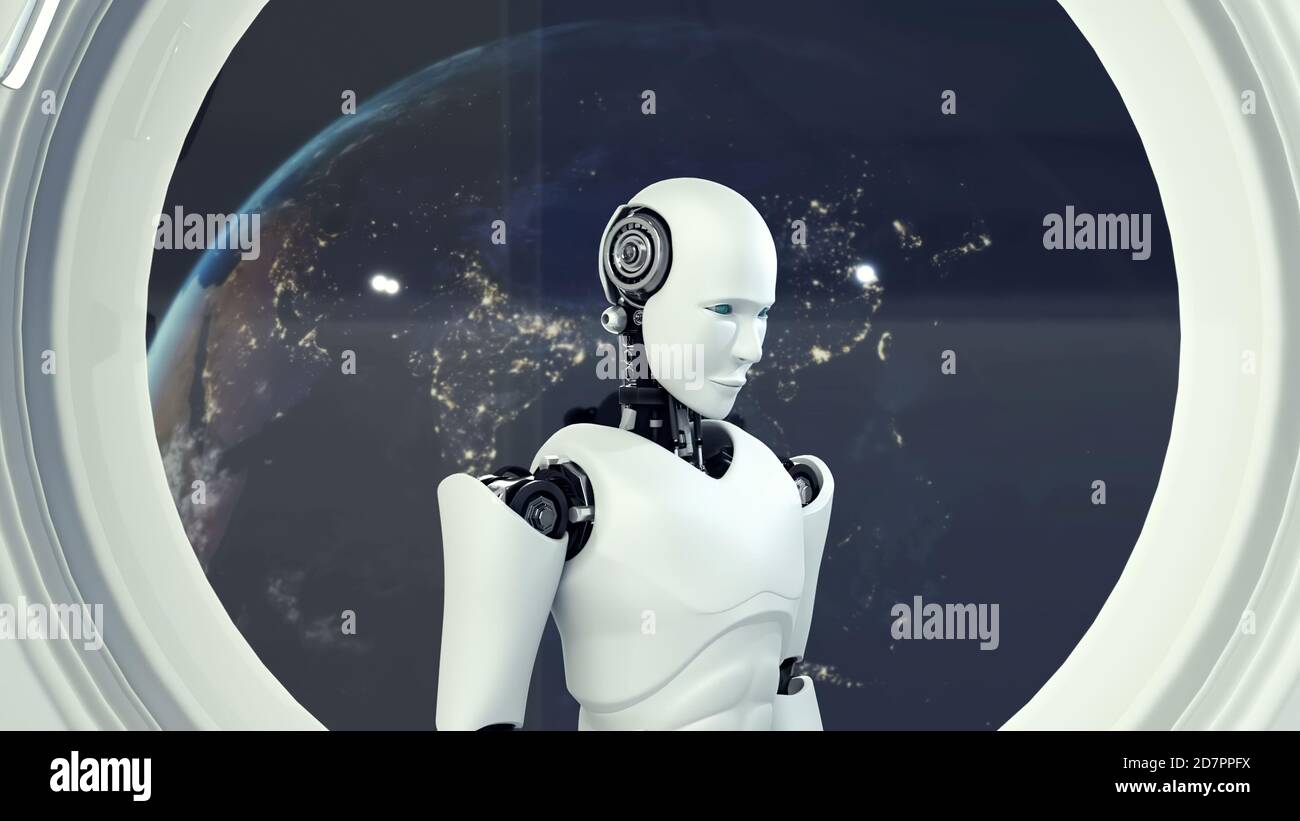 Humanoid robot man in space hi-res stock photography and images - Alamy
