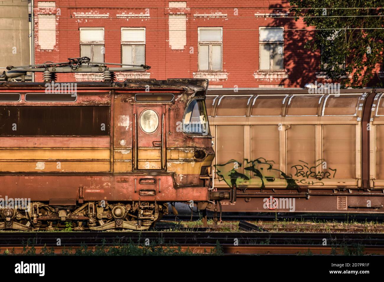Rusty train on station near Prague Stock Photo - Alamy