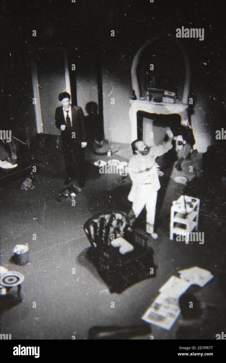 Fine 1970s vintage black and white photography of a stage play acted ...
