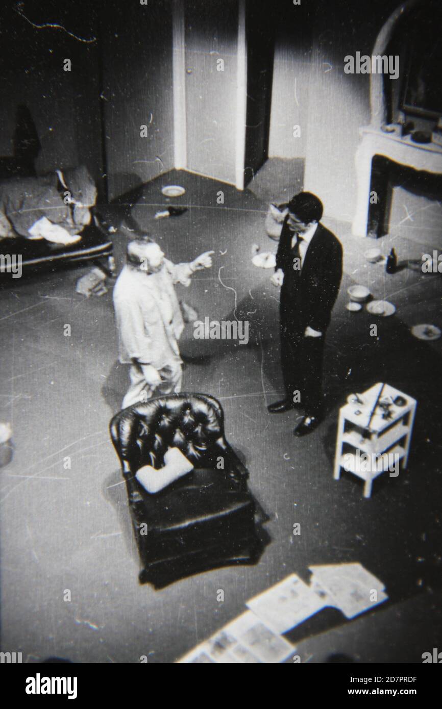 Fine 1970s vintage black and white photography of a stage play acted ...