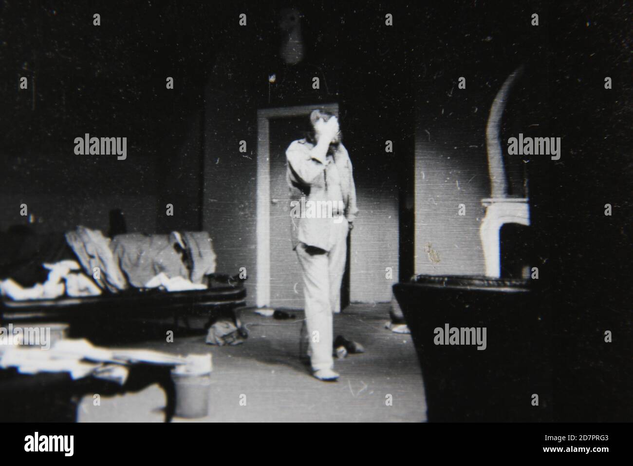 Fine 1970s vintage black and white photography of a stage play acted ...