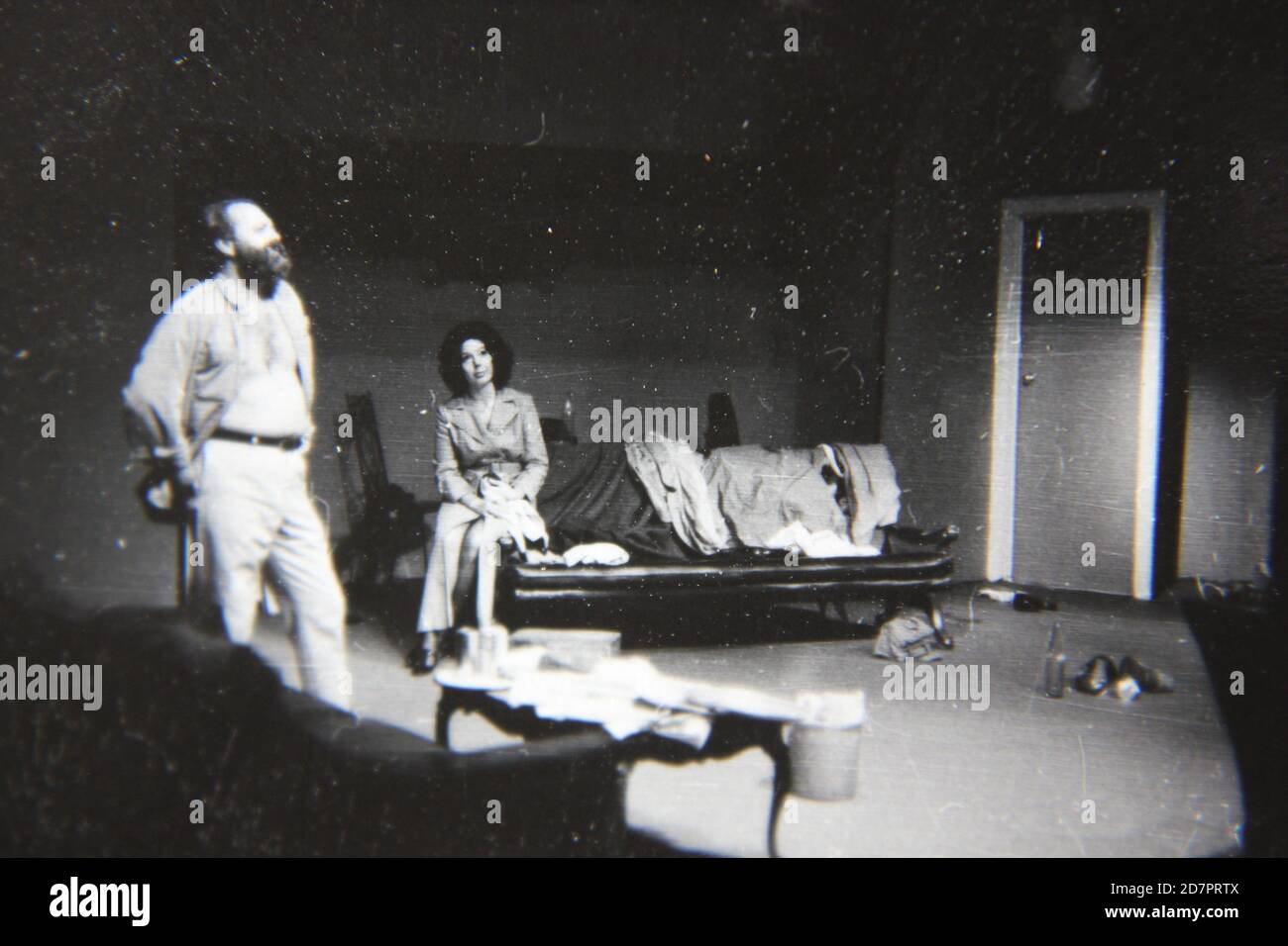 Fine 1970s vintage black and white photography of a stage play acted ...