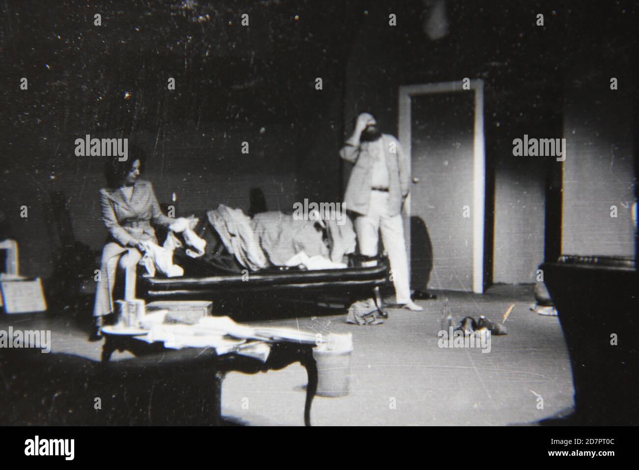 Fine 1970s vintage black and white photography of a stage play acted ...