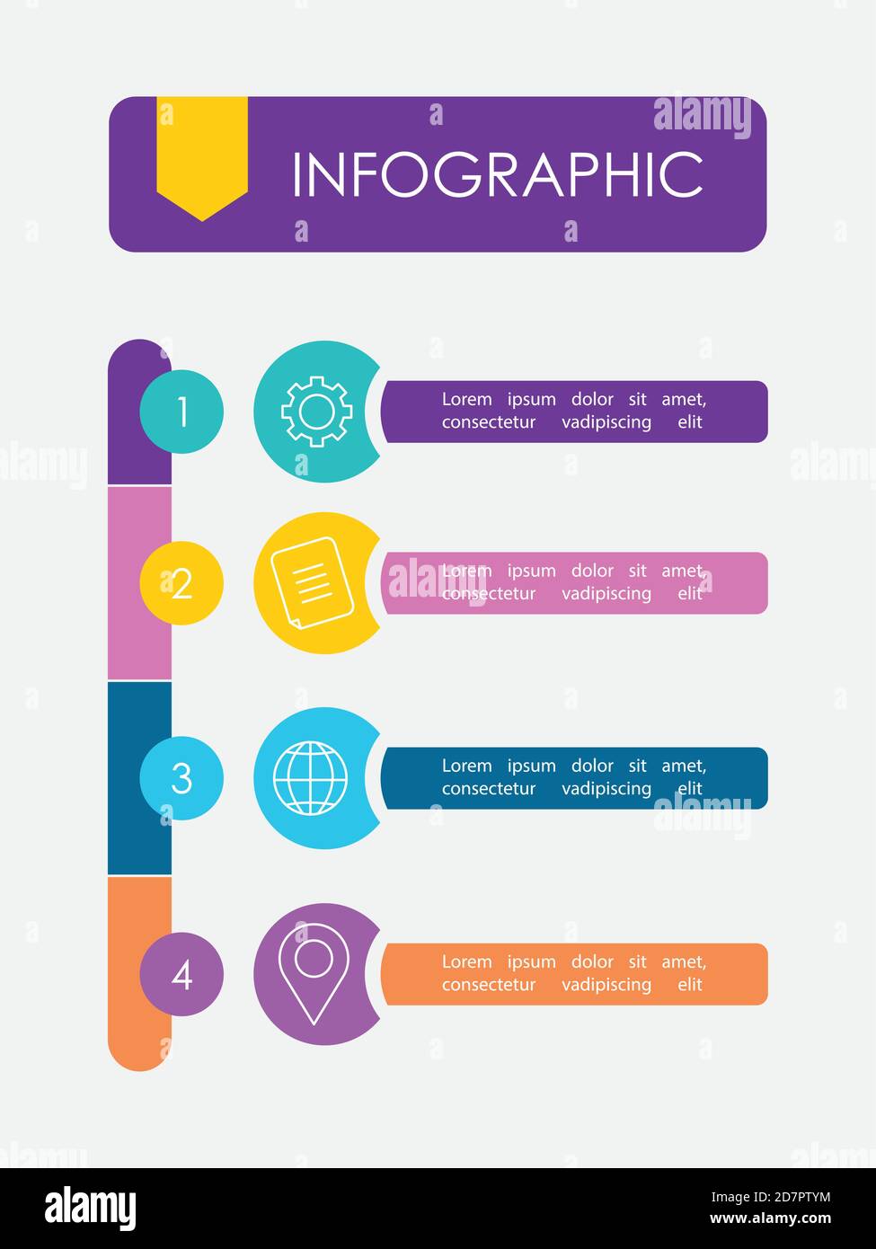 infographic development plan or strategy with numbers media items ...