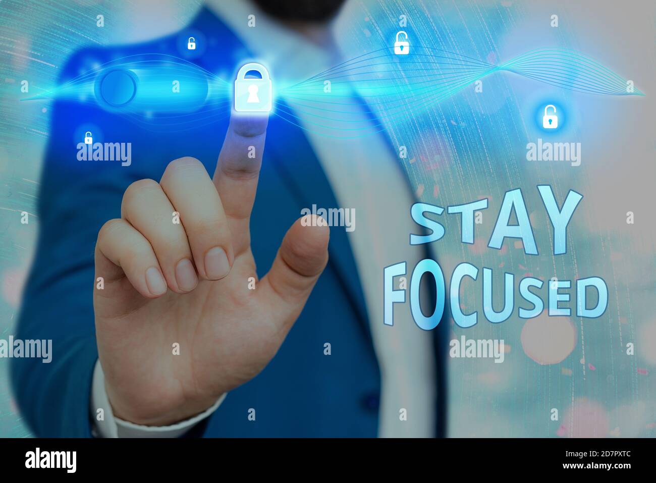 Handwriting text Stay Focused. Conceptual photo Be attentive Concentrate Prioritize the task ...