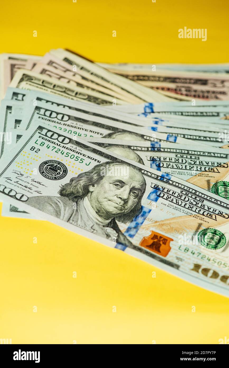 Dollars different bills. Dollars background. Background of different us ...