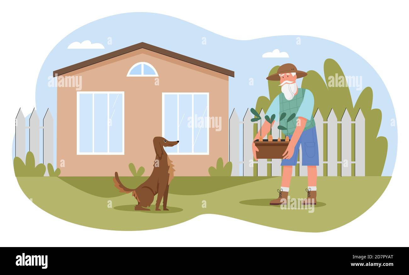 Senior man working Stock Vector Images - Alamy