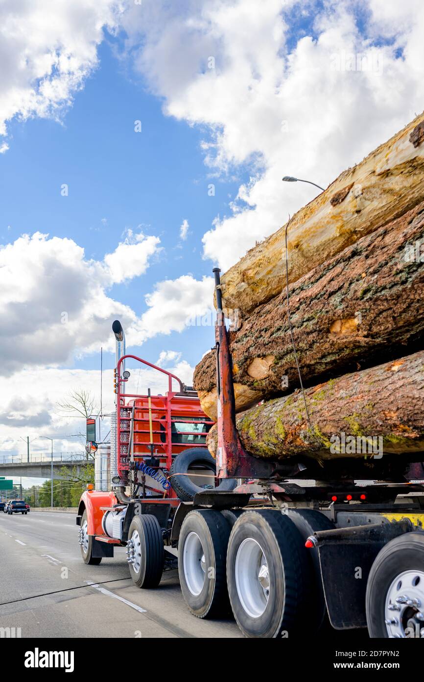 Red day cab big rig industrial grade bonnet long hauler diesel semi ...
