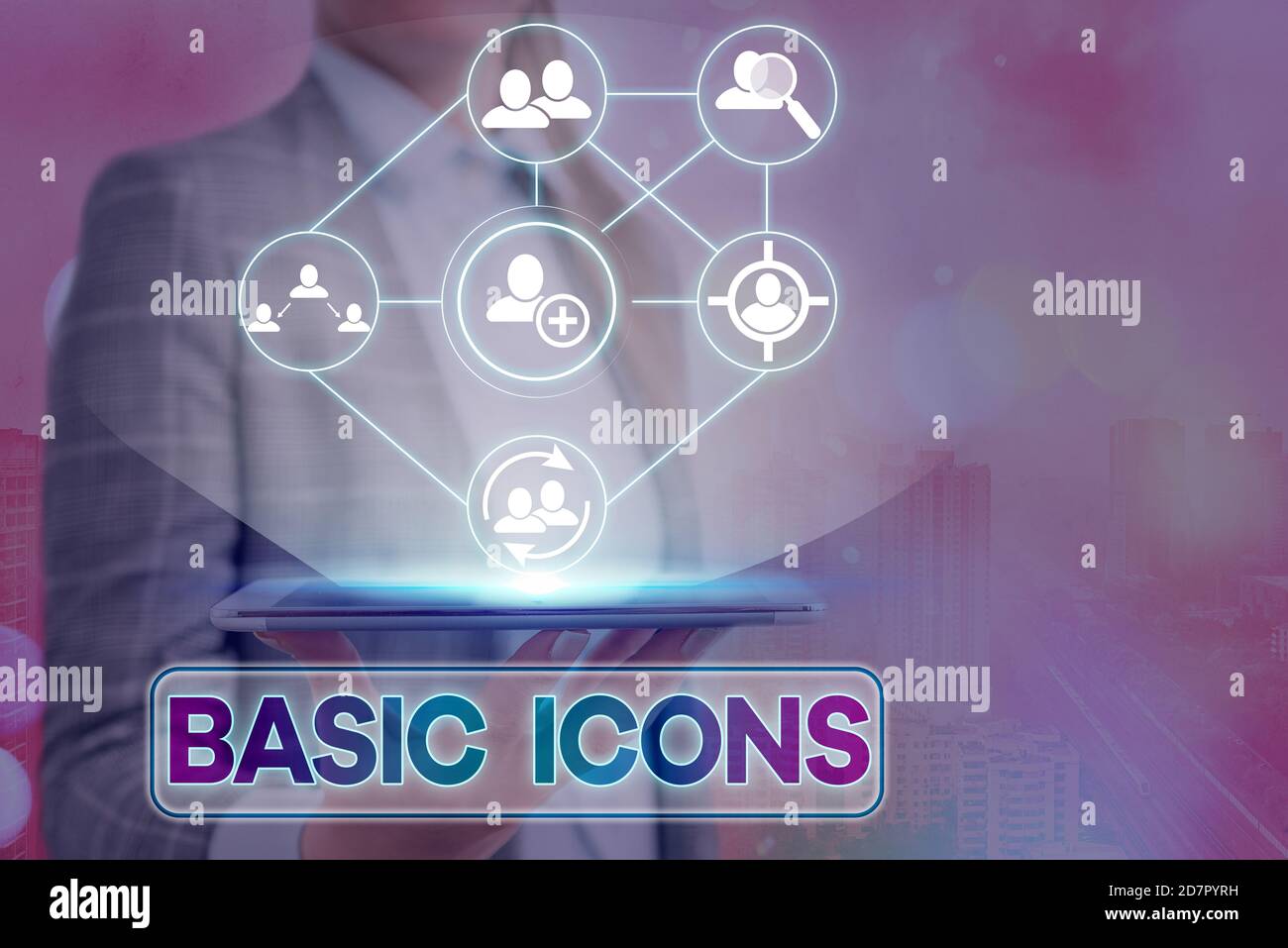 Text sign showing Basic Icons. Business photo showcasing pictogram or ...