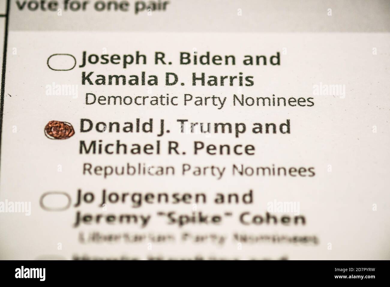 United States Presidential Election Ballot Stock Photo - Alamy