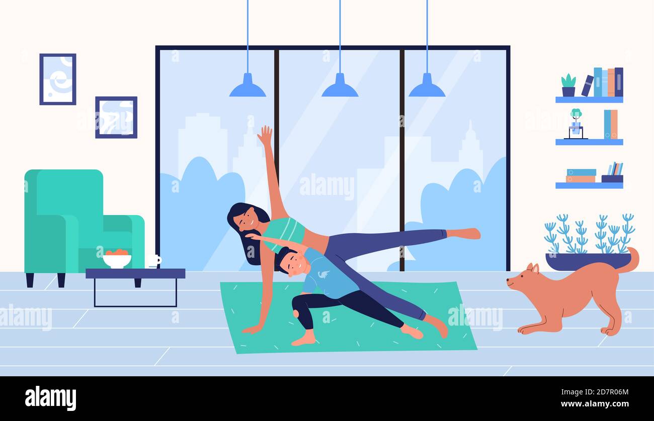 Family Exercise Cartoon