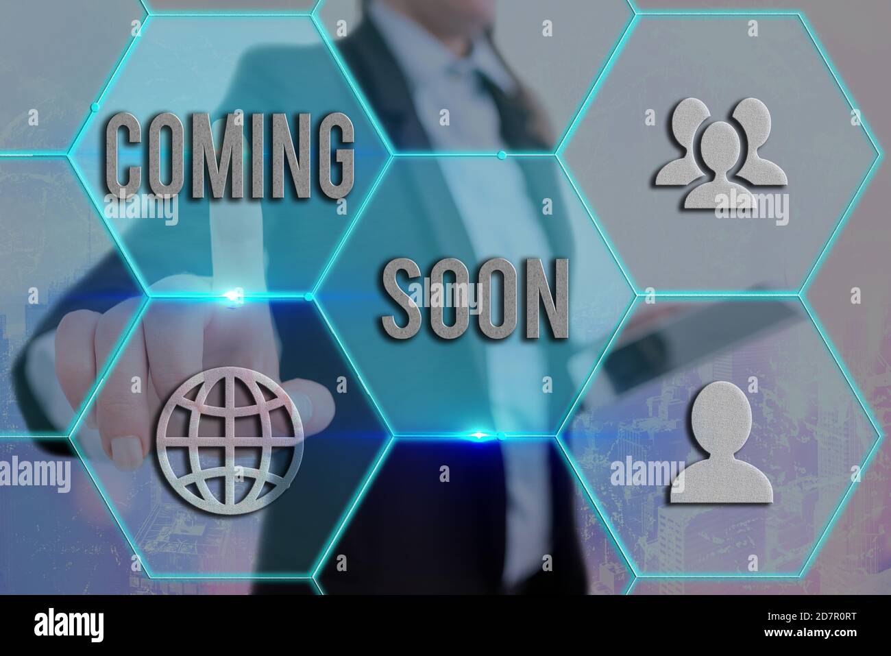 Text sign showing Coming Soon. Business photo showcasing something is ...