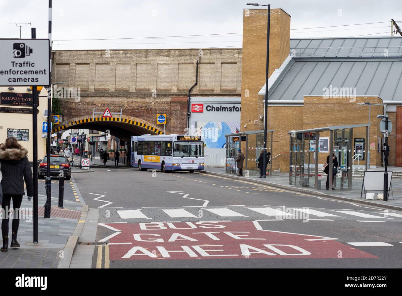 Bus Gate in Duke Street, Chelmsford, Essex, UK. New road layout which ...