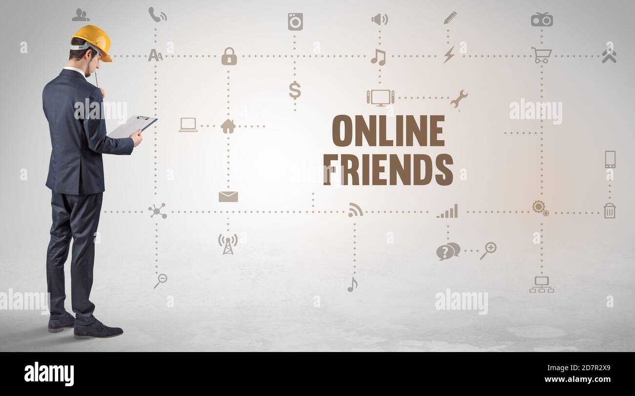 Engineer working on a new social media platform with ONLINE FRIENDS ...