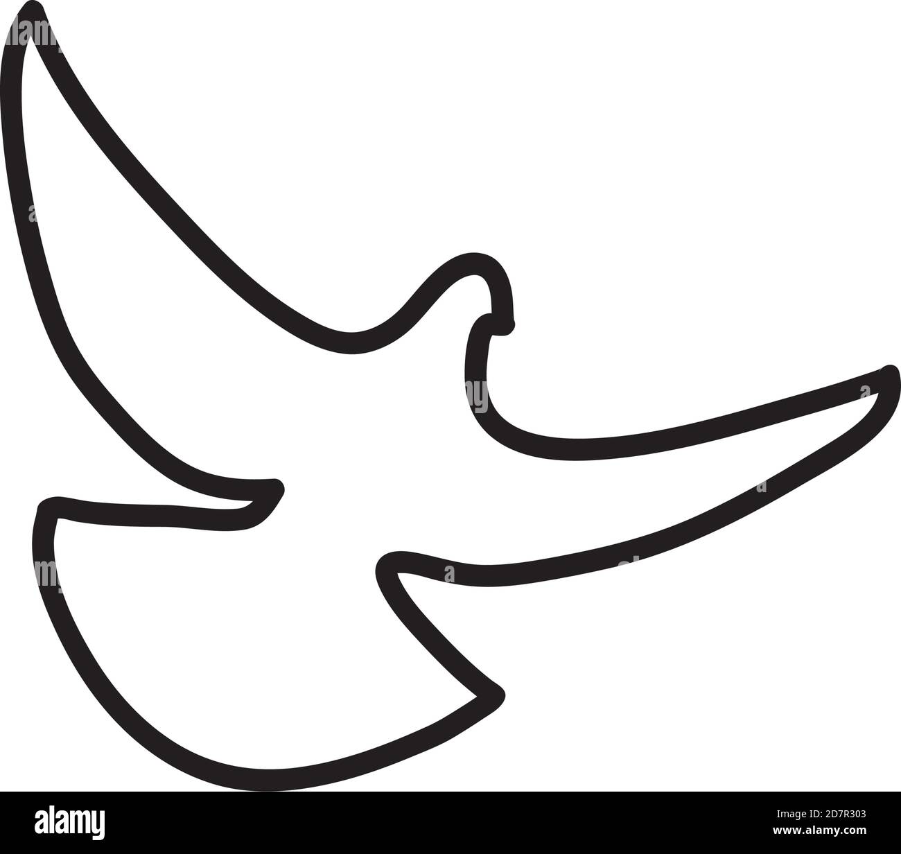 dove shape icon over white background, line style, vector illustration ...