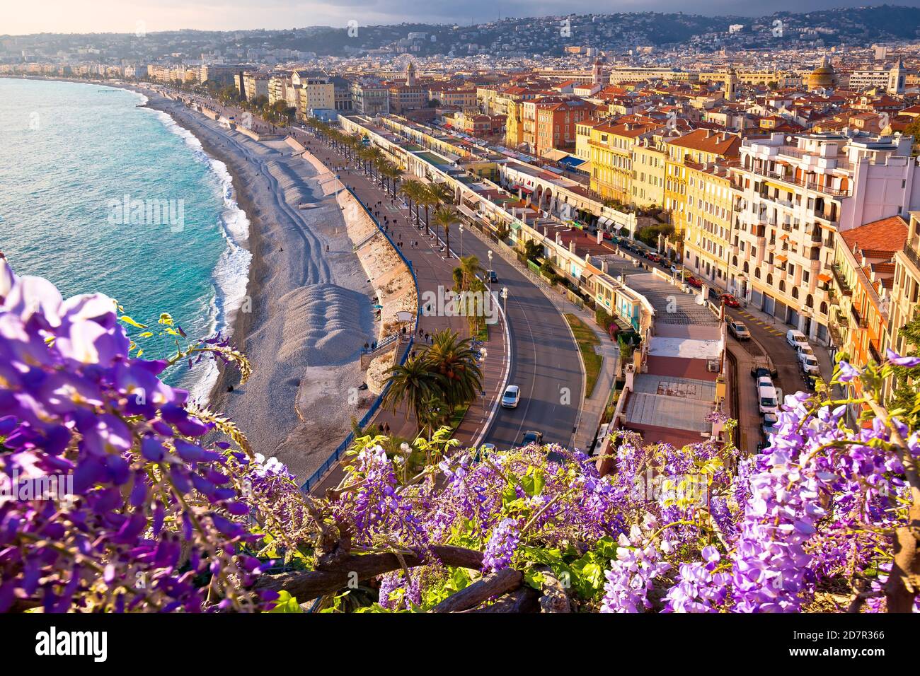 City of Nice Promenade des Anglais waterfront flower view, French ...