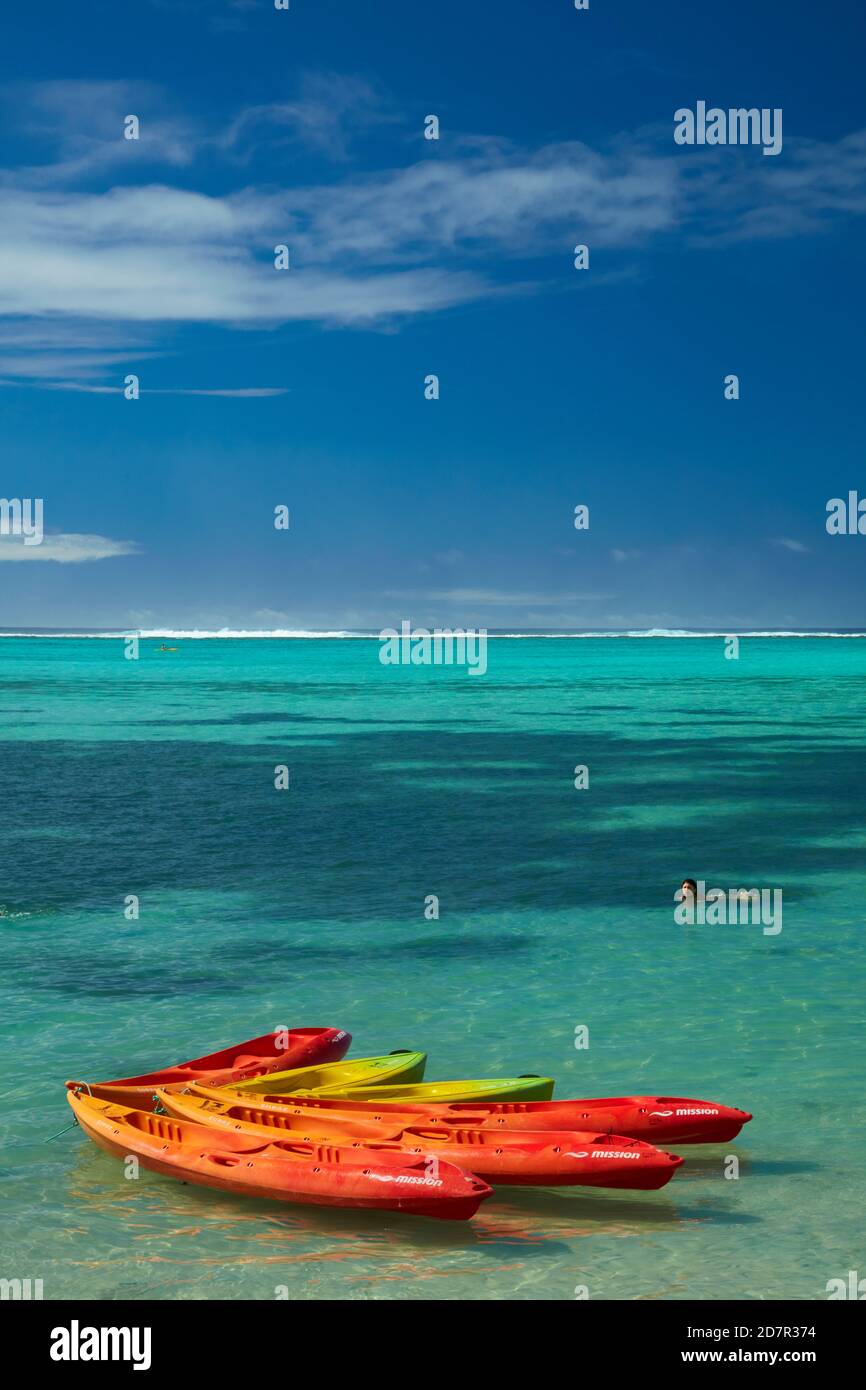 Kayaks, Muri Lagoon, Rarotonga, Cook Islands, South Pacific Stock Photo ...