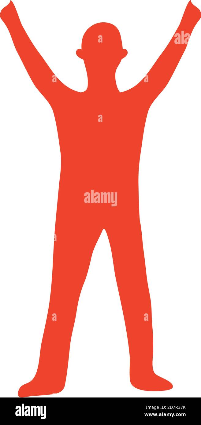 soldier standing with arms up over white background, flat style, vector ...