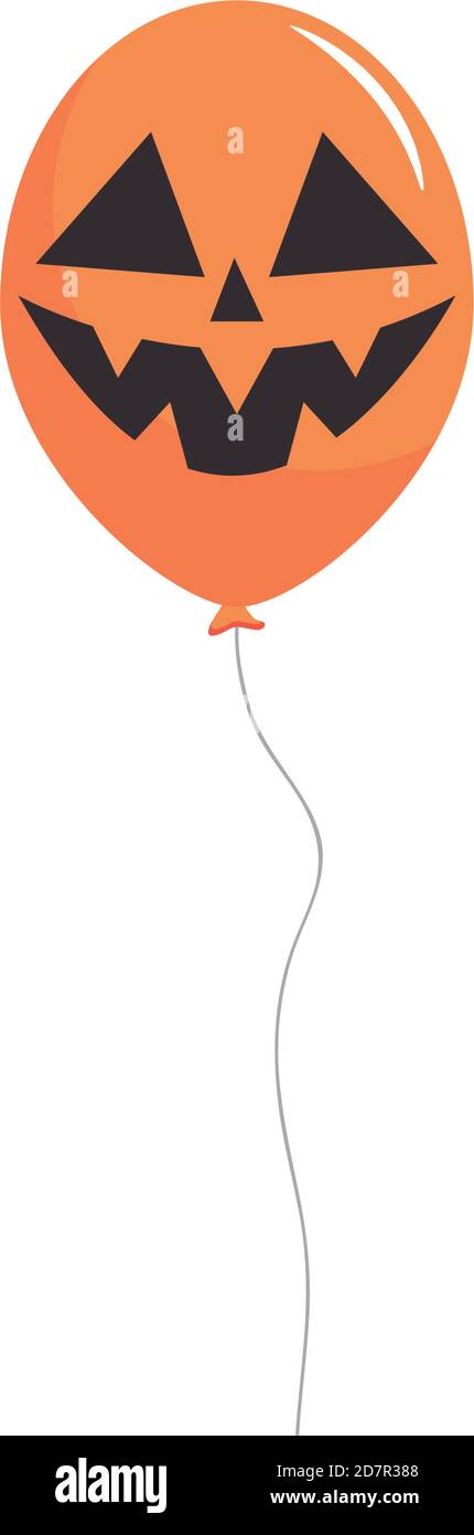 halloween concept, balloon with scary face icon over white background ...