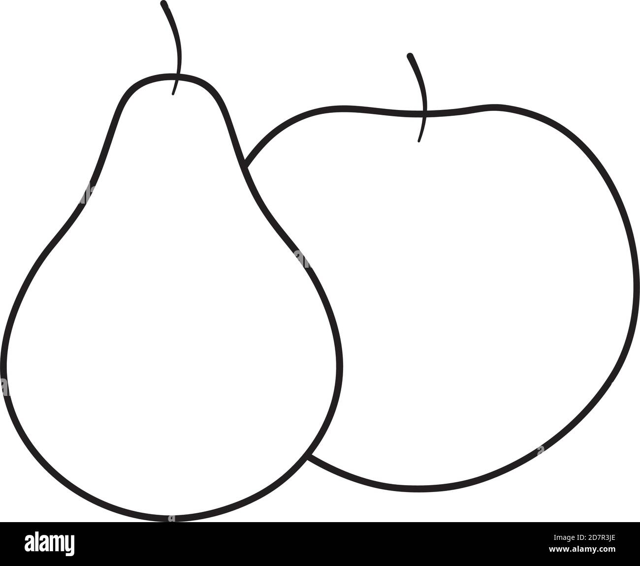 apple and pear icon over white background, line style, vector ...