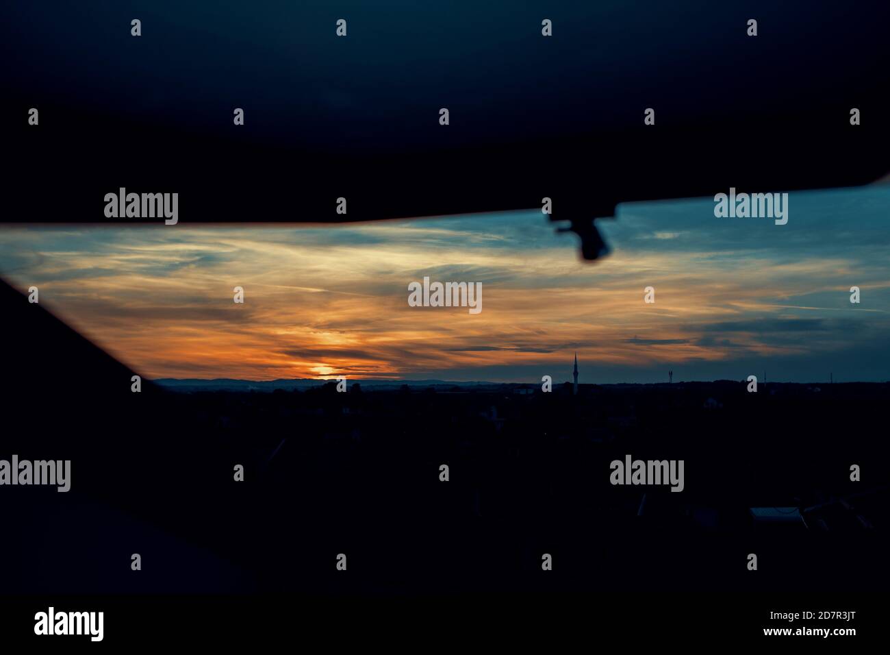 Beautiful sunset view through car windshield Stock Photo - Alamy