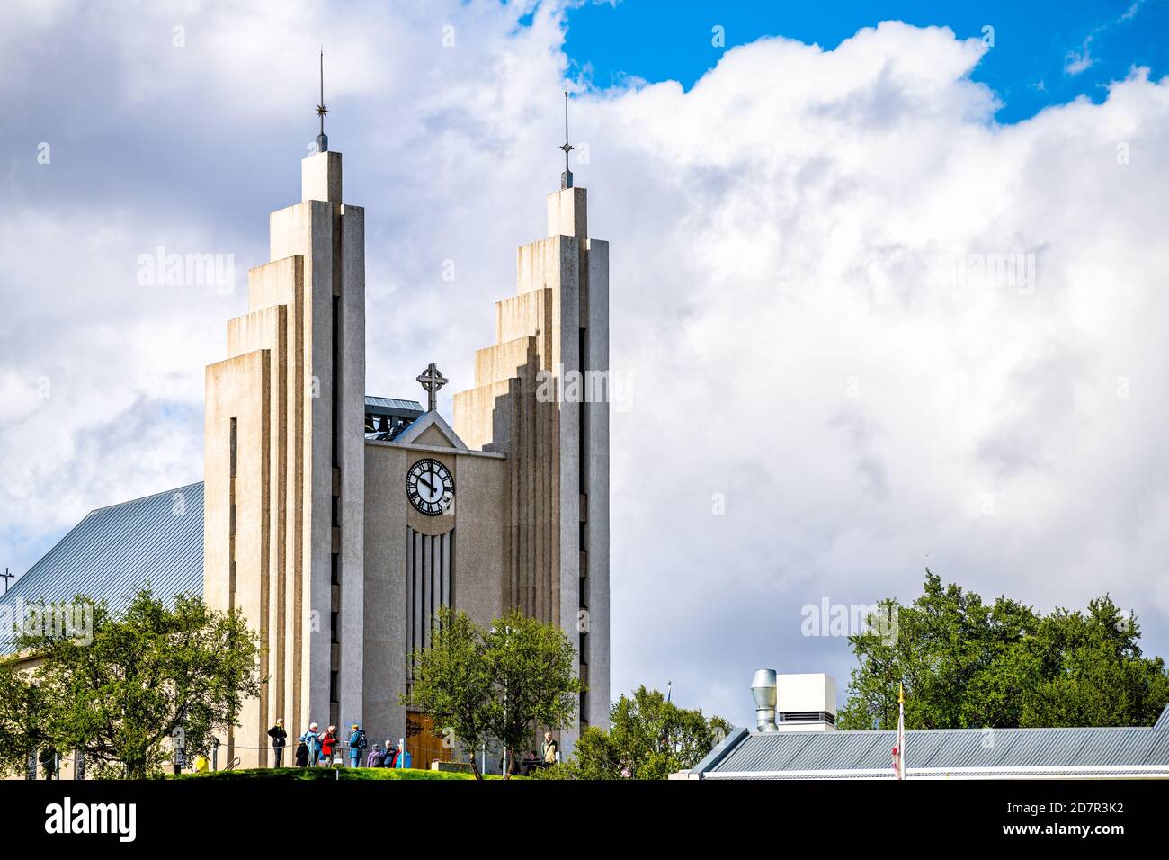 Akureyri, Iceland - June 17, 2018: Town village city with people by ...