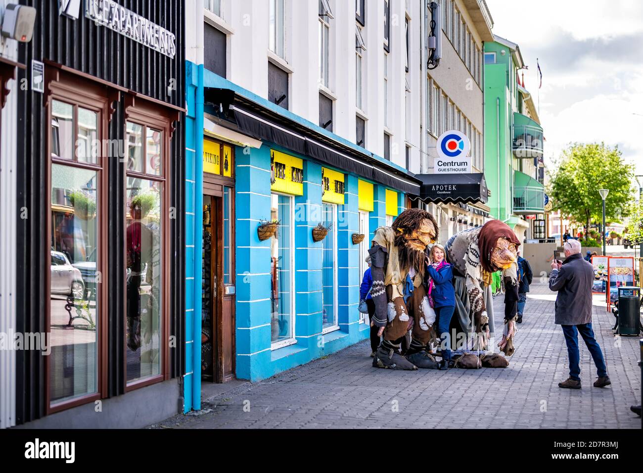 Akureyri, Iceland - June 17, 2018: Small town village city with people ...