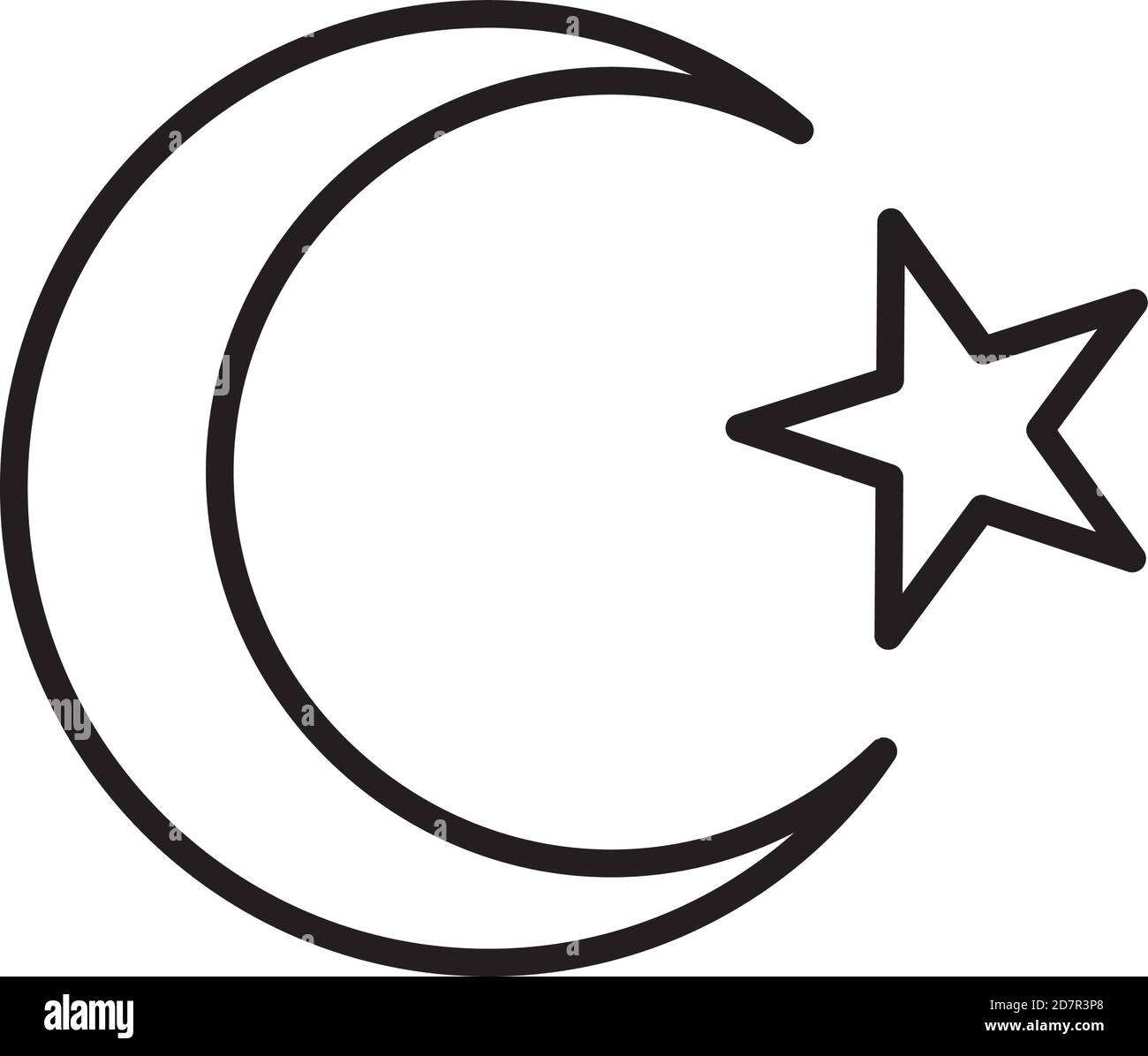 turkey crescent moon icon over white background, line style, vector ...