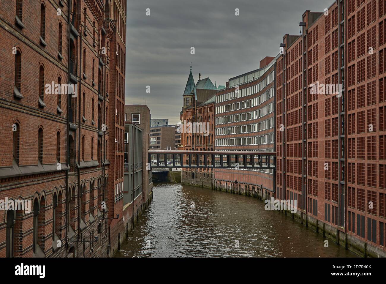 Docks in Hamburg, Germany. Speicherstadt in Hamburg, Germany. Channel ...