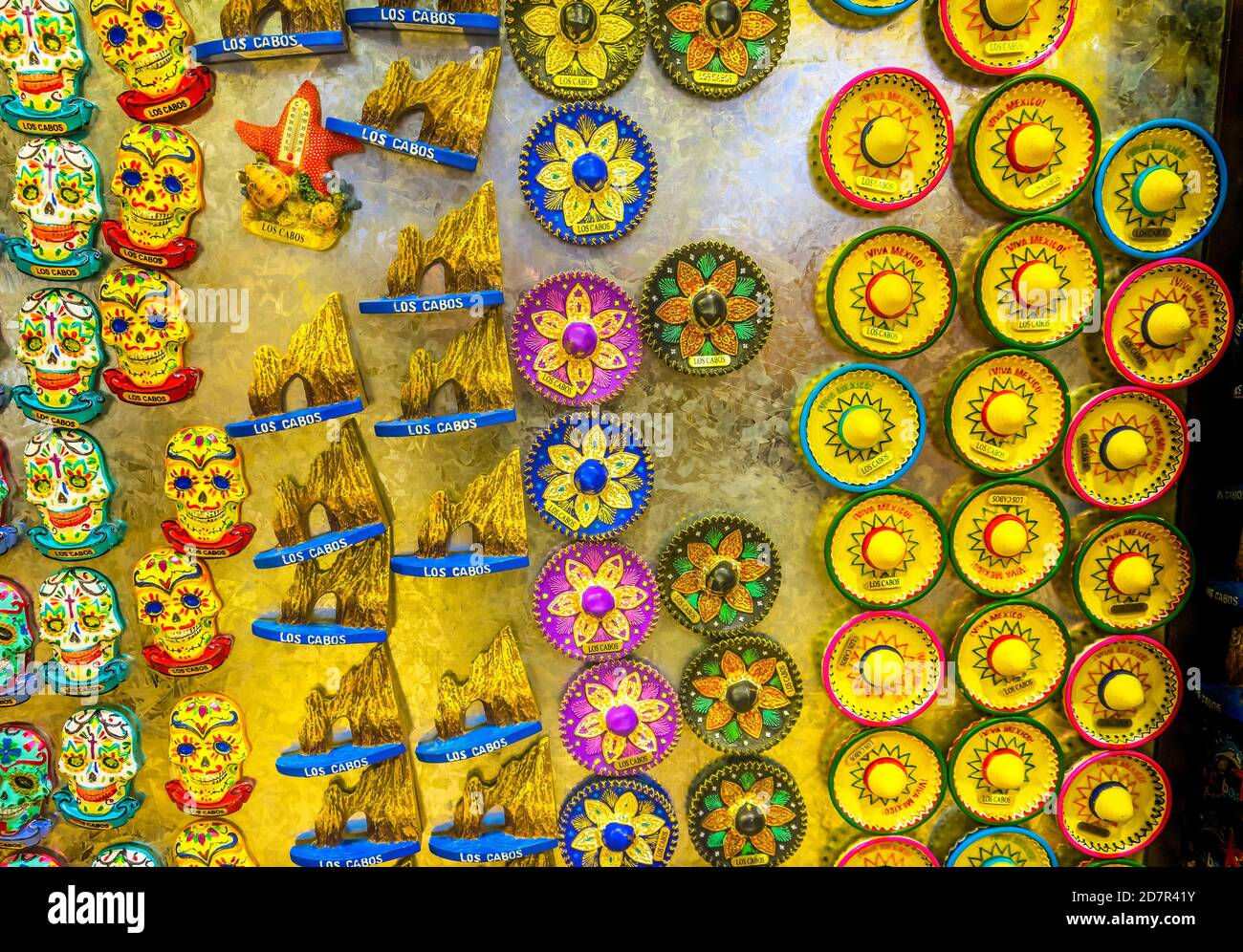 Colorful Mexican Magnets Sombreros Day of the Dead Handicrafts Los ...