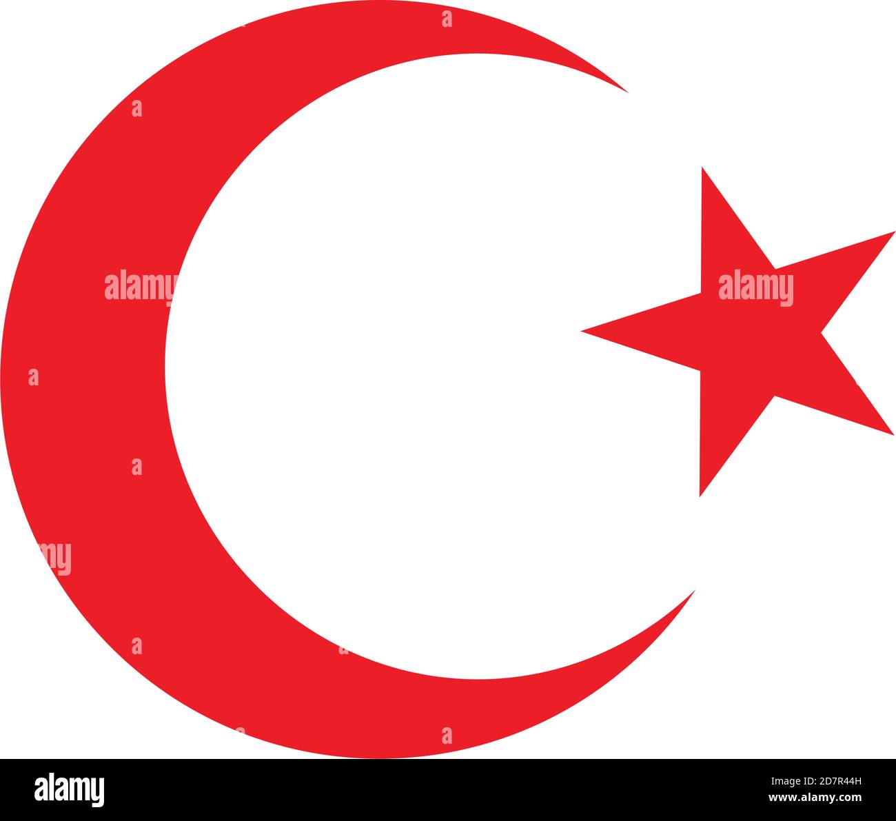 turkey crescent moon icon over white background, flat style, vector ...