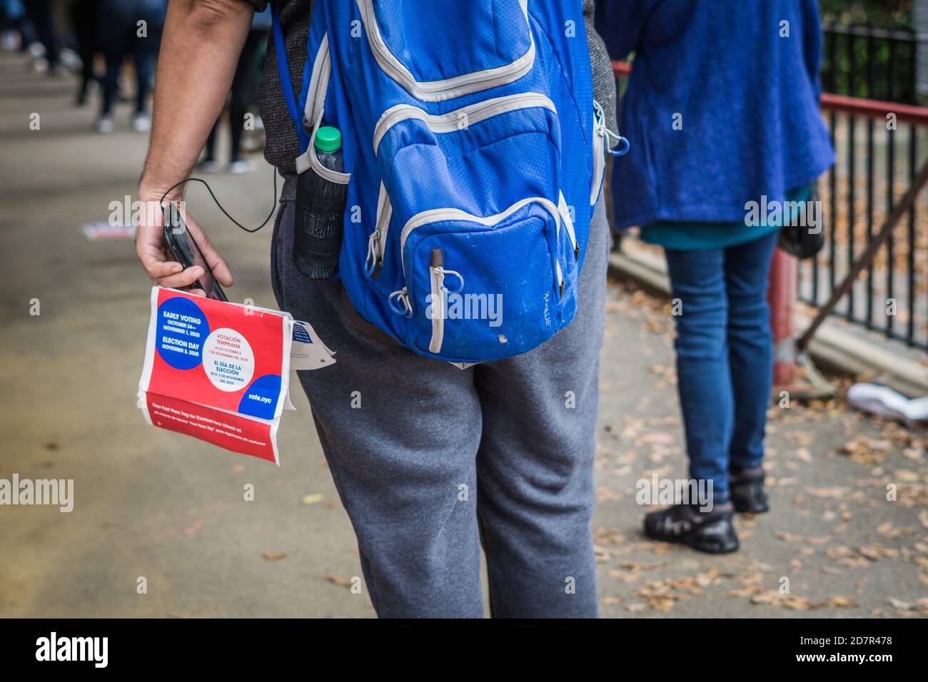Bronx, United States. 24th Oct, 2020. Voters wait for hours on long ...
