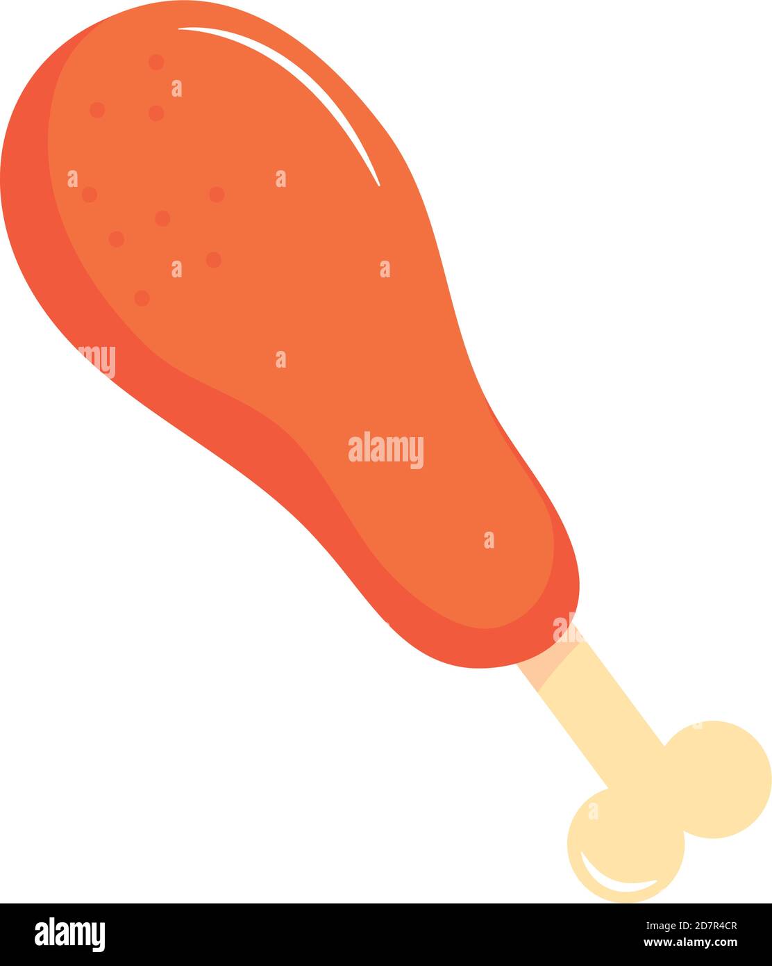 chicken thigh icon over white background, flat style, vector ...
