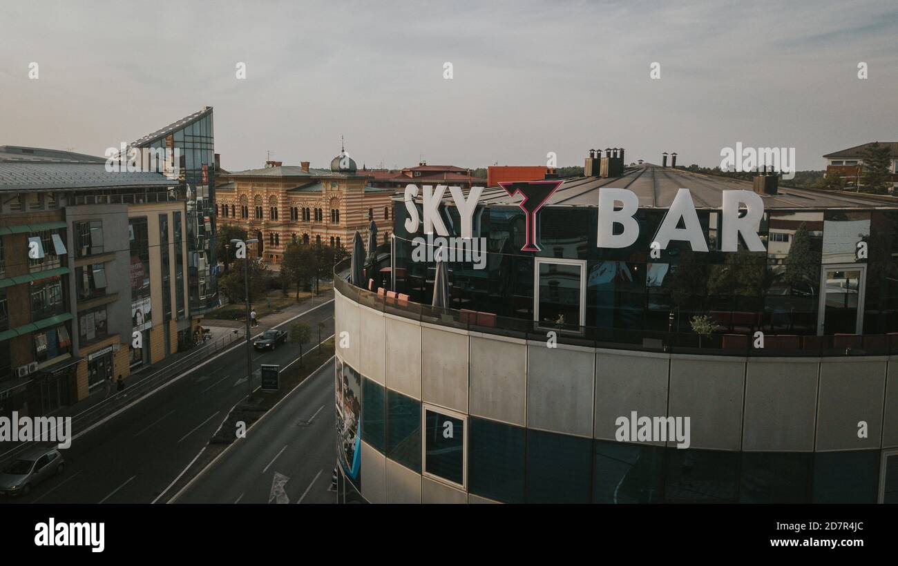 Aerial shot of a sky bar building Stock Photo - Alamy