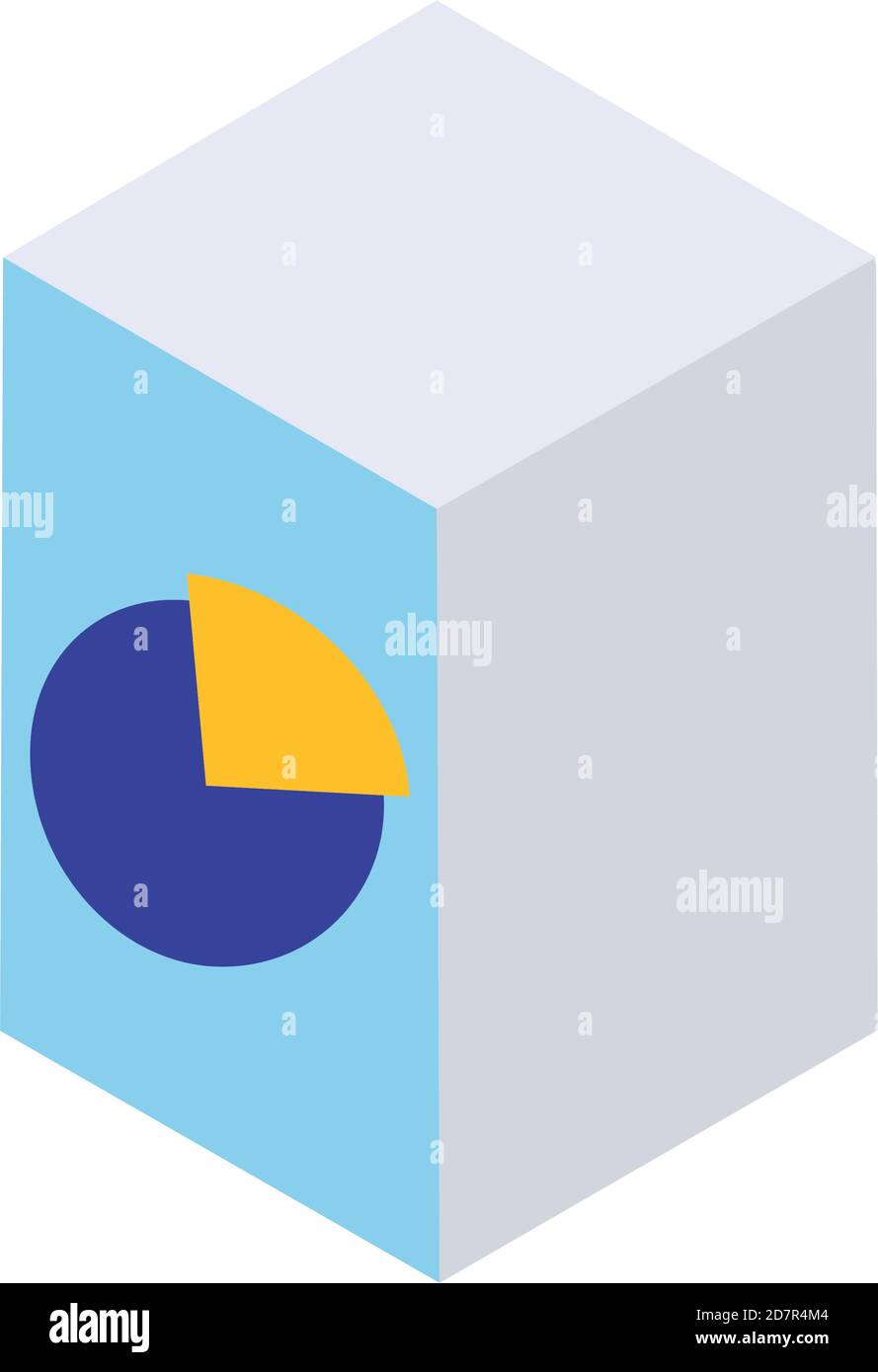 block with pie chart icon over white background, flat style, vector ...