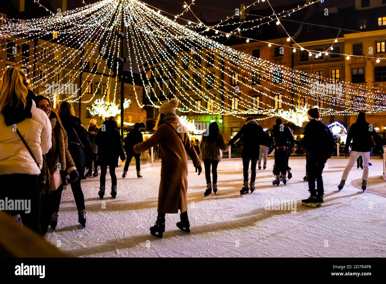 Warsaw, Poland - December 19, 2019: Old town market square Warszawa at ...