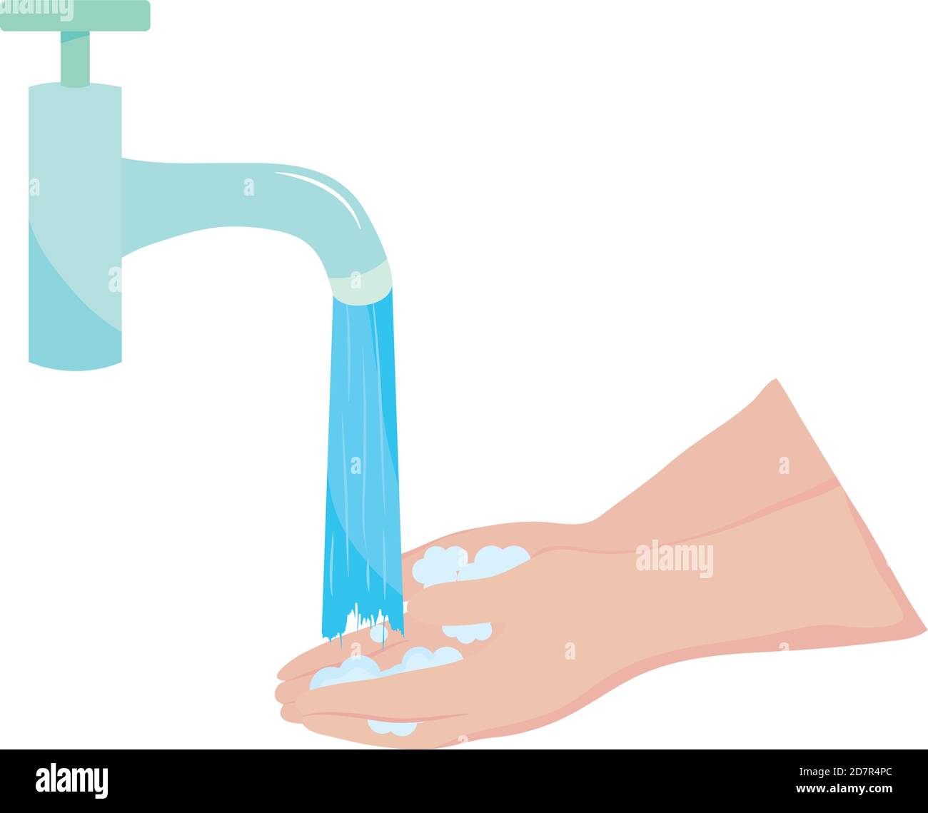 hands and water faucet over white background, flat style, vector ...