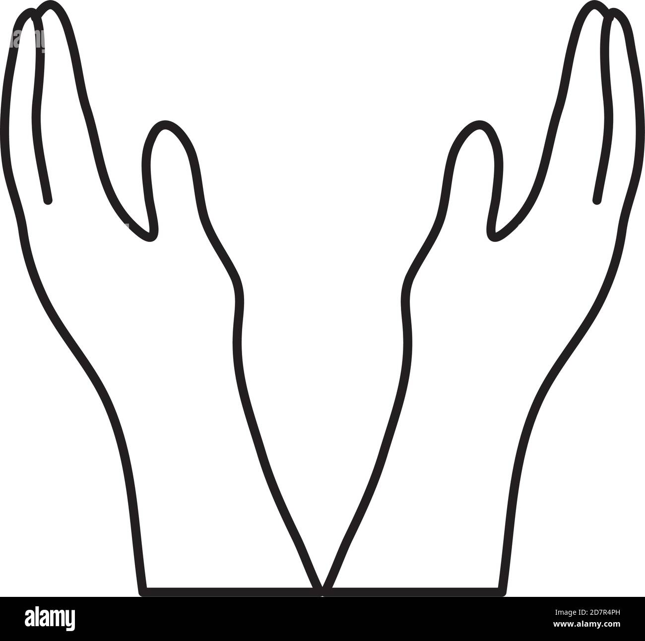 open hands icon over white background, line style, vector illustration ...
